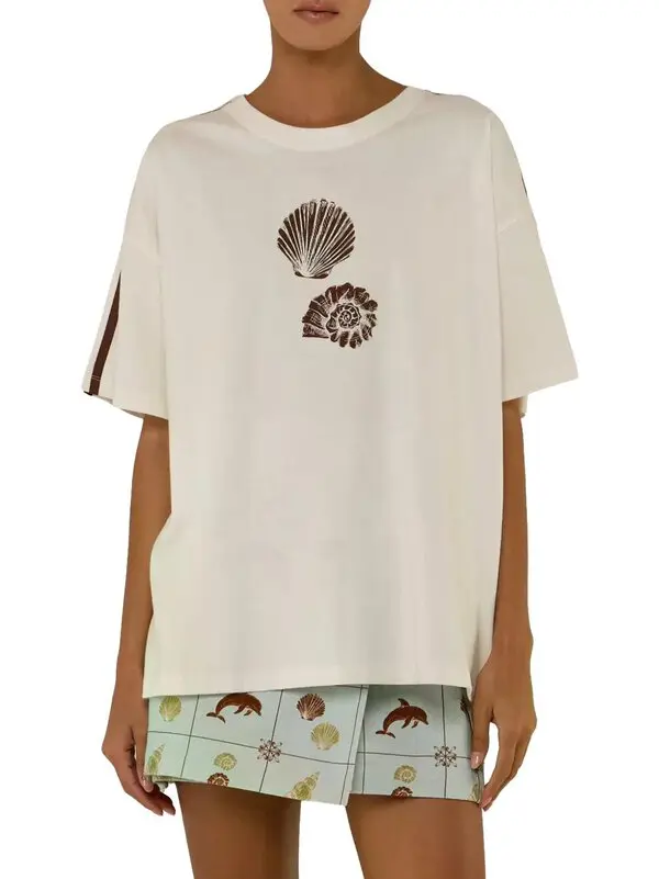 PALM. NOOSA Seashell Print Oversized T-shirt - Neutrals