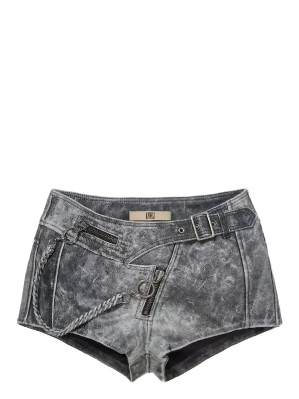 KNWLS Distressed Chain-detail Shorts - Grey