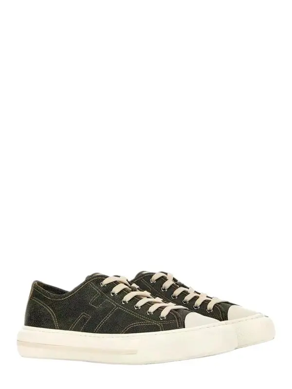 Hogan Rebel Lace-up Sneakers With Cracked Texture - Black