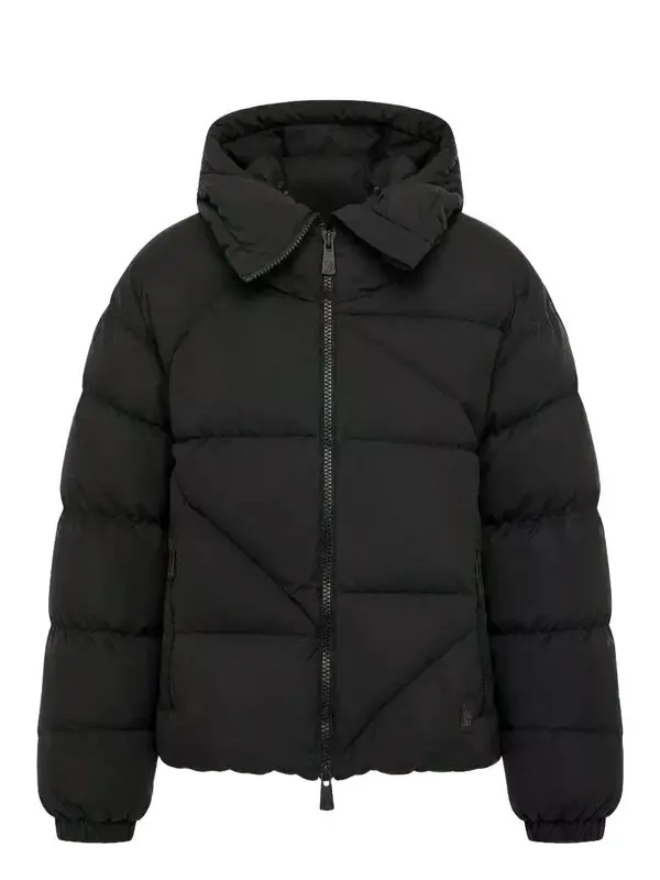 Bacon Double Hooded Puffer Jacket With Logo Detail - Black