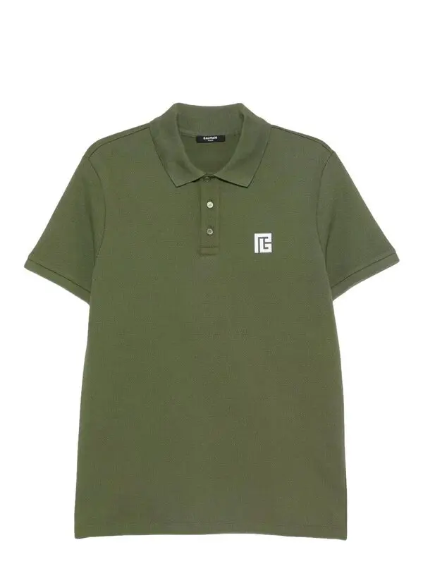 Balmain Logo-patch Polo Shirt - Green