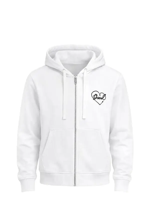 DIESEL® Reggy Zip-up Hoodie With Logo Detail - White
