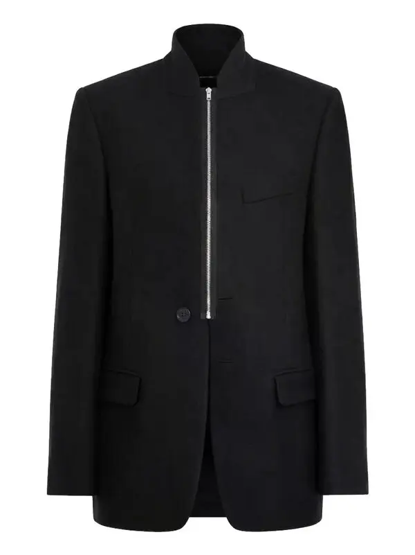 MAISON MARGIELA Zip-front Flannel Blazer - Black