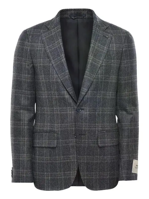 Corneliani Tartan Single-breasted Blazer - Blue