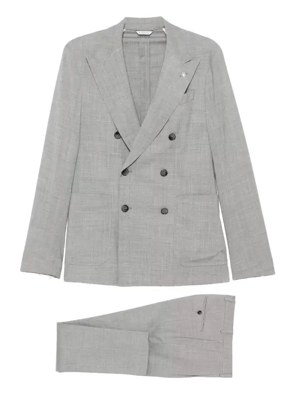 MANUEL RITZ Double-breasted Wool Suit - Grey
