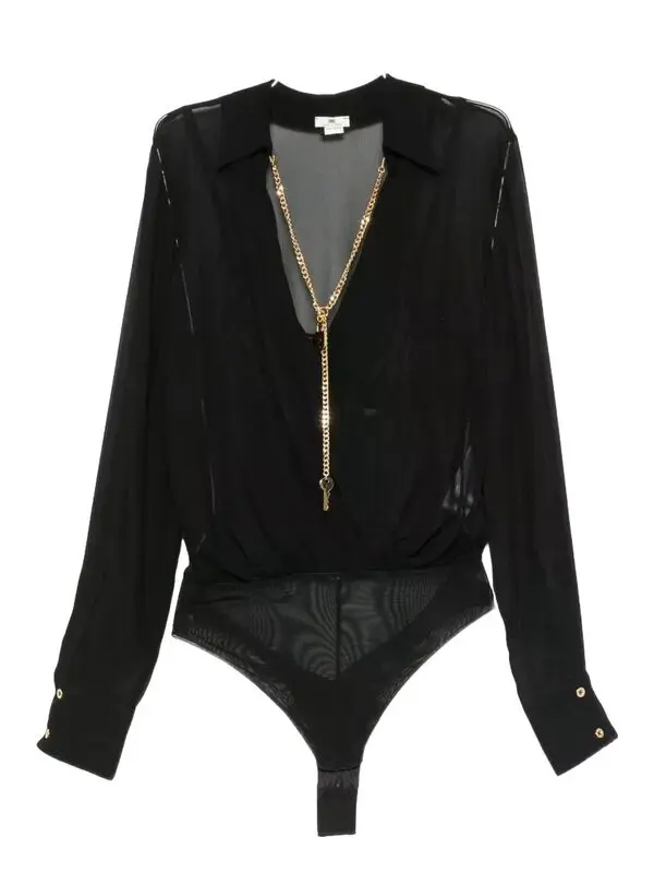 Elisabetta Franchi Wrap-style Long-sleeve Bodysuit - Black