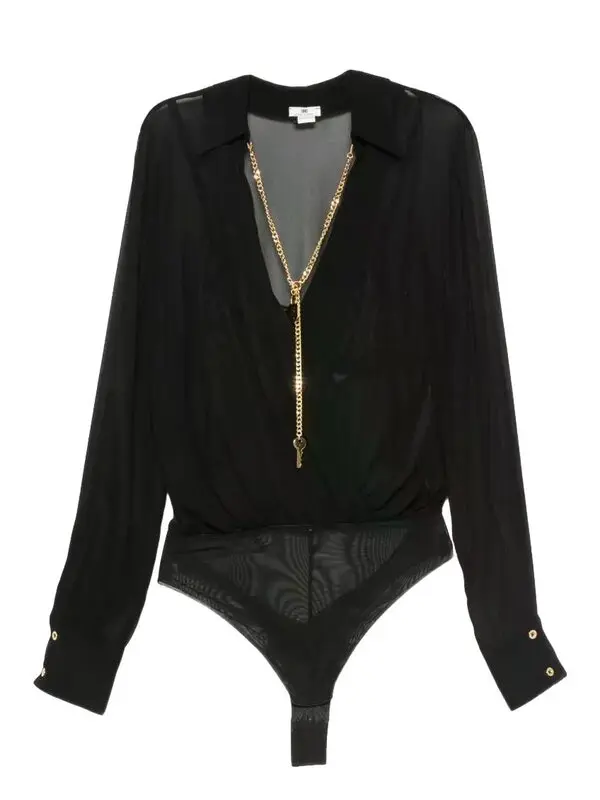 Elisabetta Franchi Wrap-style Long-sleeve Bodysuit - Black