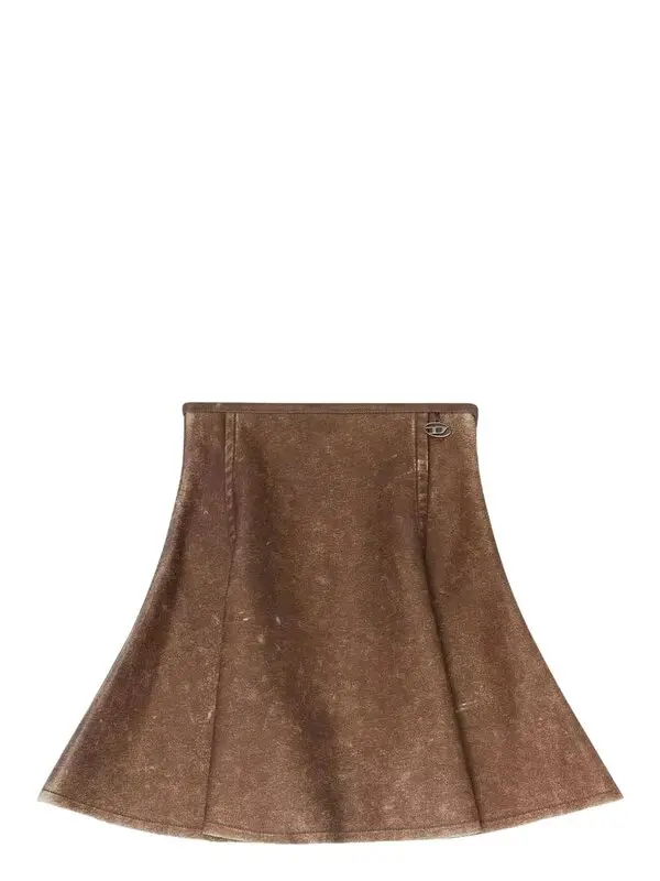 DIESEL® Flared A-line Mini Skirt In Bonded Material - Brown