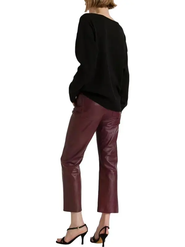Alberta Ferretti Brown Sheepskin Logo Plaque Trousers - Red