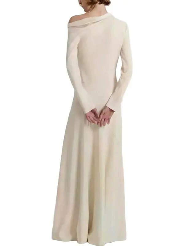 Alberta Ferretti Off-shoulder Maxi Dress With Side Slit - Neutrals