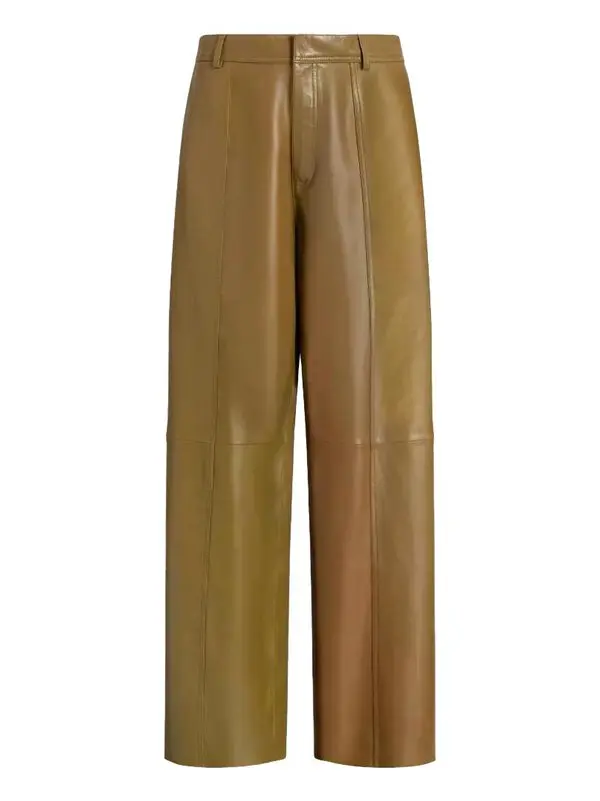 Alberta Ferretti Paneled Leather Wide-leg Trousers - Green