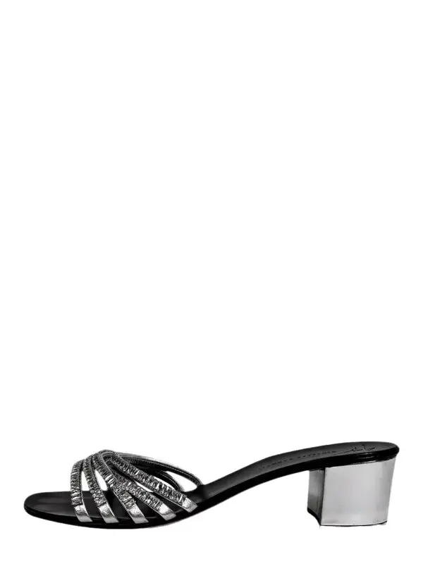 GIUSEPPE ZANOTTI Rhinestone Embellished Heeled Sandals - Silver