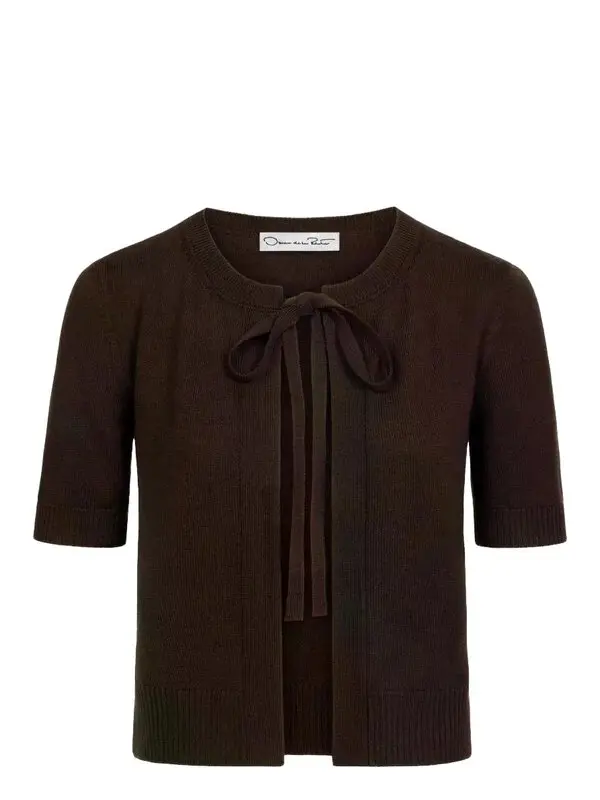 Oscar De La Renta Self-tie Wool Twin Set Cardigan - Brown