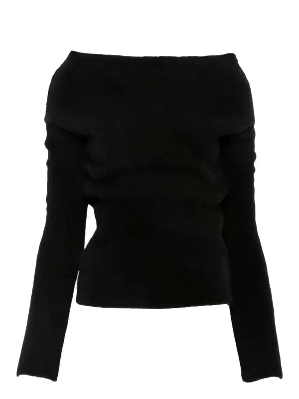 Rick Owens Off-shoulder Ribbed Knit Sweater - Black