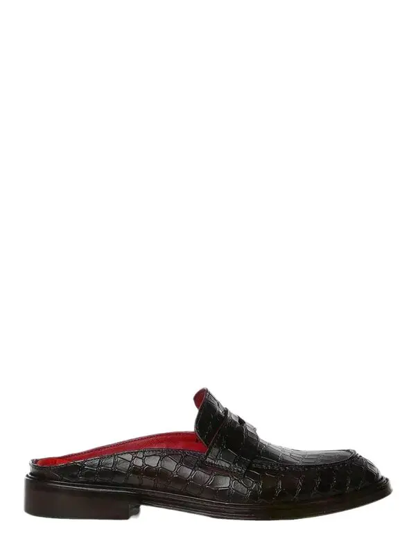 GIULIANO GALIANO Crocodile-effect Mules - Brown