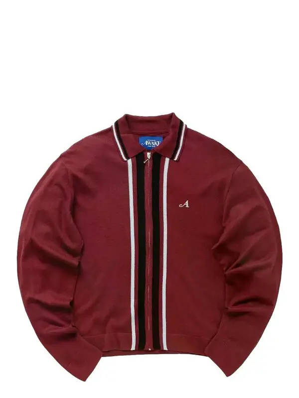 AWAKE NY Zip-up Striped Cardigan - Red