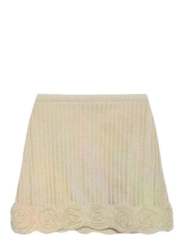SELF-PORTRAIT Floral-motif Crochet Knit Mini Skirt - Neutrals