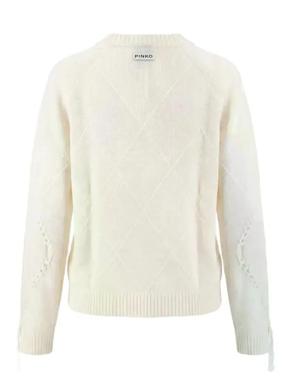 Pinko Diamond-knit Fringed Sweater - Neutrals