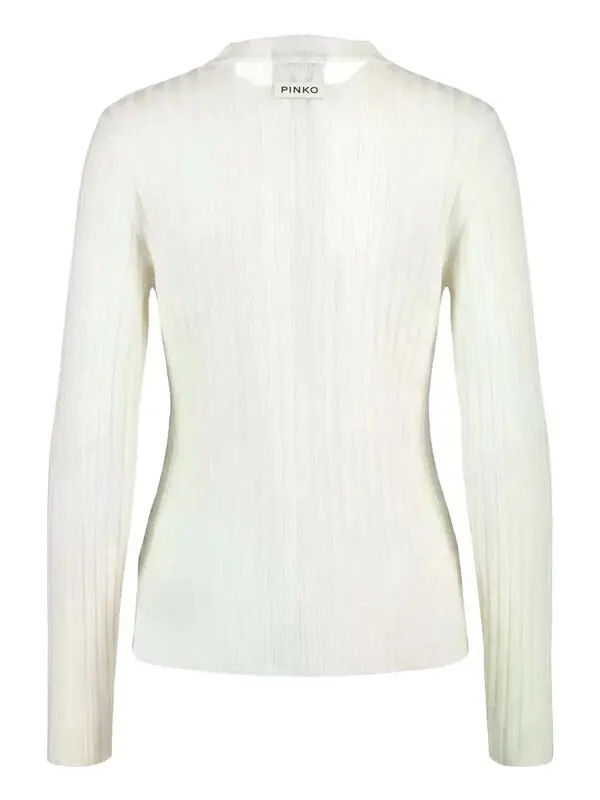 Pinko Ribbed Knit Long Sleeve Sweater - Neutrals