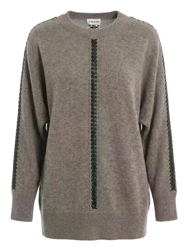 P.a.r.o.s.h Whipstitch Detailing Crew Neck Sweater - Brown