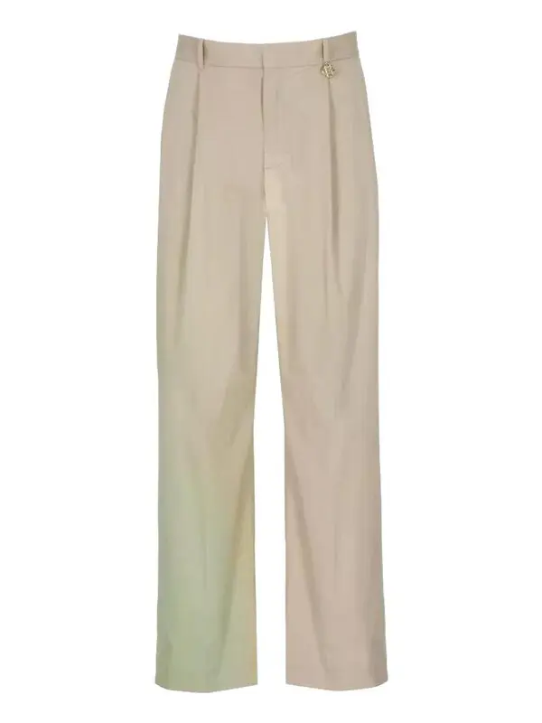 Casablanca Pleated Logo Plaque Wide-leg Trousers - Neutrals