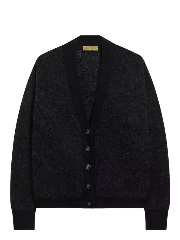 Momoni Bouclé-knit Cardigan With Ribbed Trim - Black