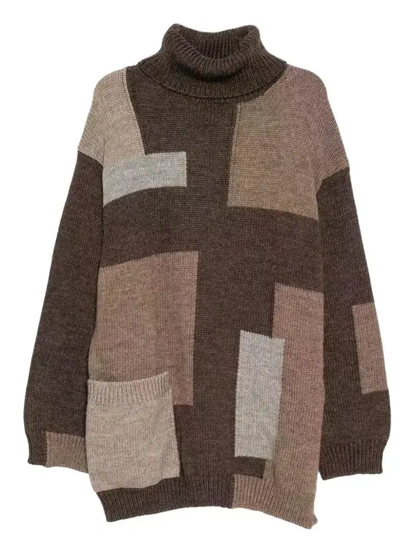 Yohji Yamamoto Patchwork Sweater - Brown