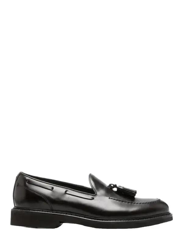 Canali Leather Boat Shoes With Tassel Detail - Brown