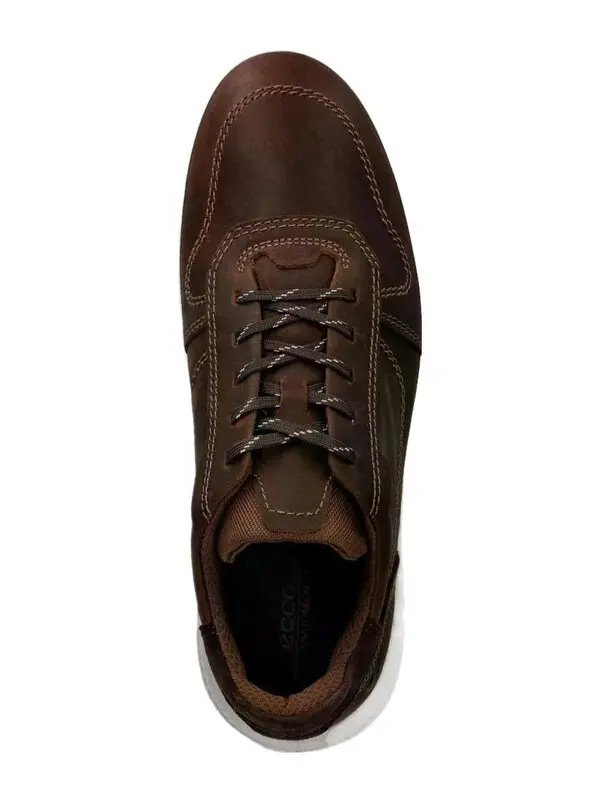 Ecco Leather Sneakers With Contrast Stitching - Brown
