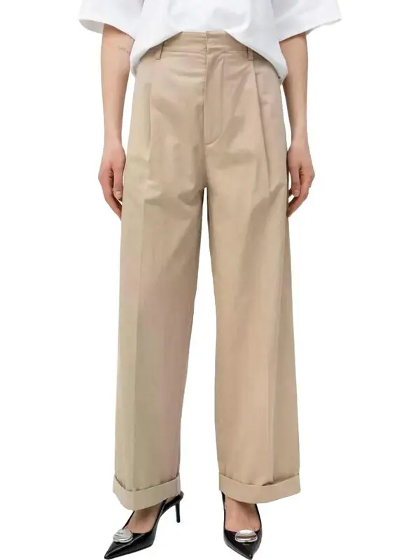 DARKPARK Pleated Turn-up Trousers - Neutrals