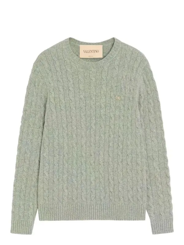 Valentino Garavani Cable-knit Wool Sweater With Vlogo - Green