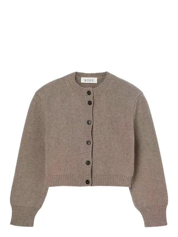 RÓHE Ribbed-knit Cropped Cardigan - Neutrals