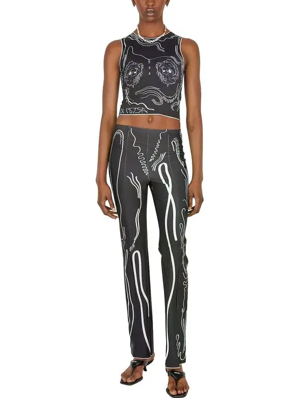 DI PETSA Venus Shell Graphic-print Stretch Jersey Trousers - Black