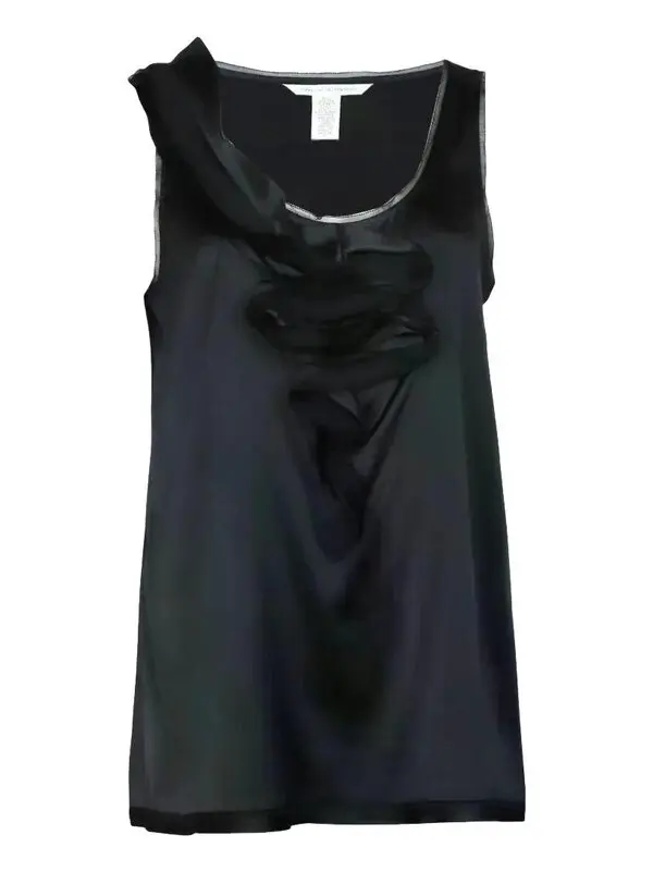 Diane Von Furstenberg Sleeveless Ruffle Detail Blouse - Black