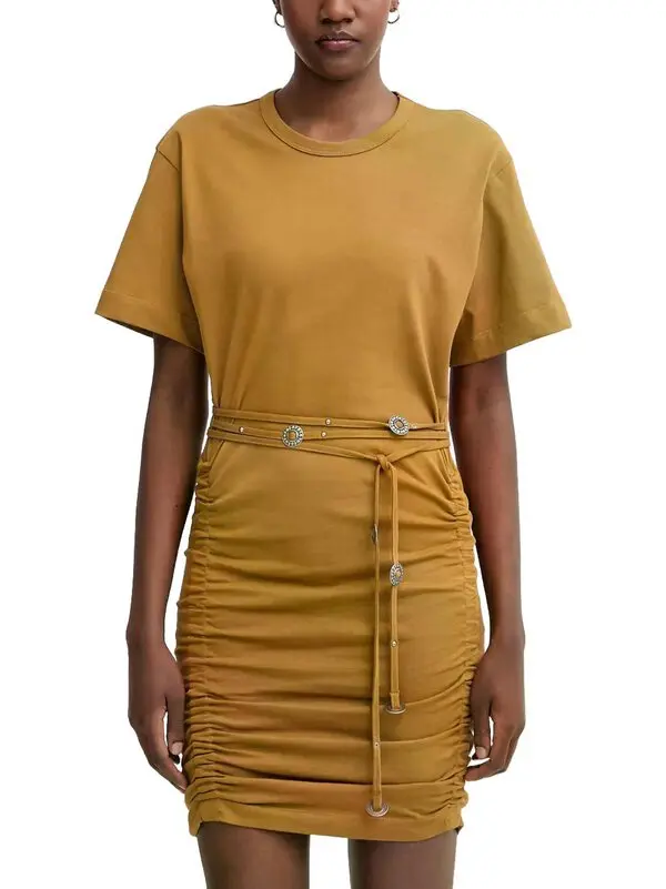 Pinko Belted Ruched Mini Dress - Brown