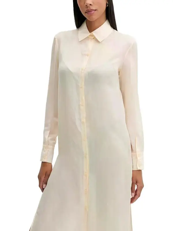 Patrizia Pepe Side-slit Midi Shirt Dress - Neutrals