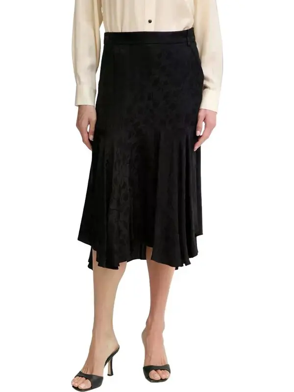 Pinko Floral-jacquard Asymmetric Midi Skirt - Black