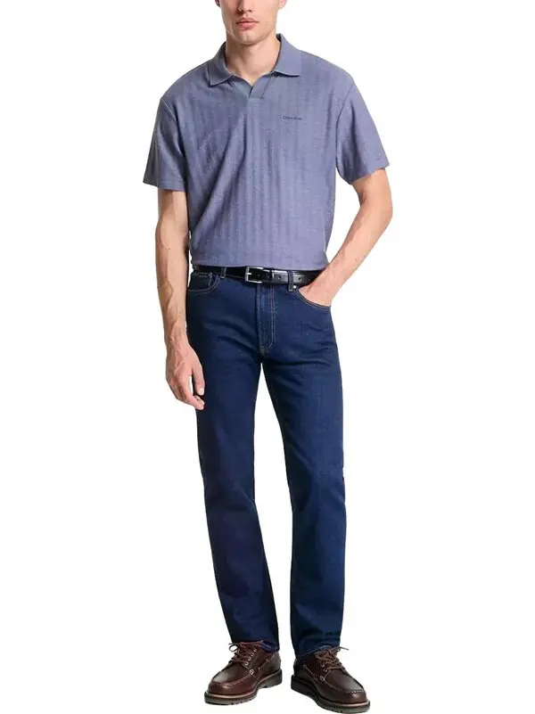 Calvin Klein Logo-embroidered Ribbed T-shirt - Blue