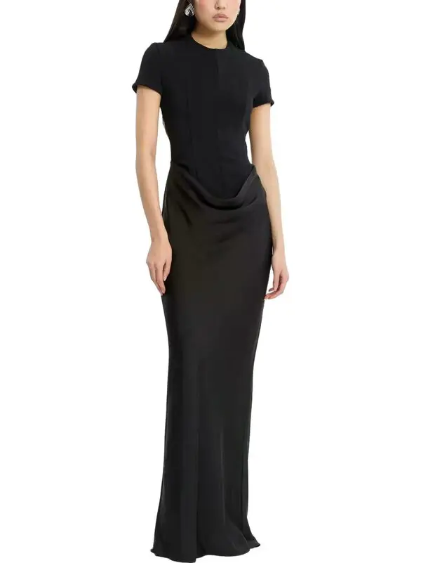 ROTATE BY BIRGER CHRISTENSEN Draped Waist Maxi Dress - Black