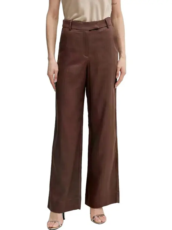 HOSS INTROPIA Pepa Herringbone Palazzo Trousers - Brown