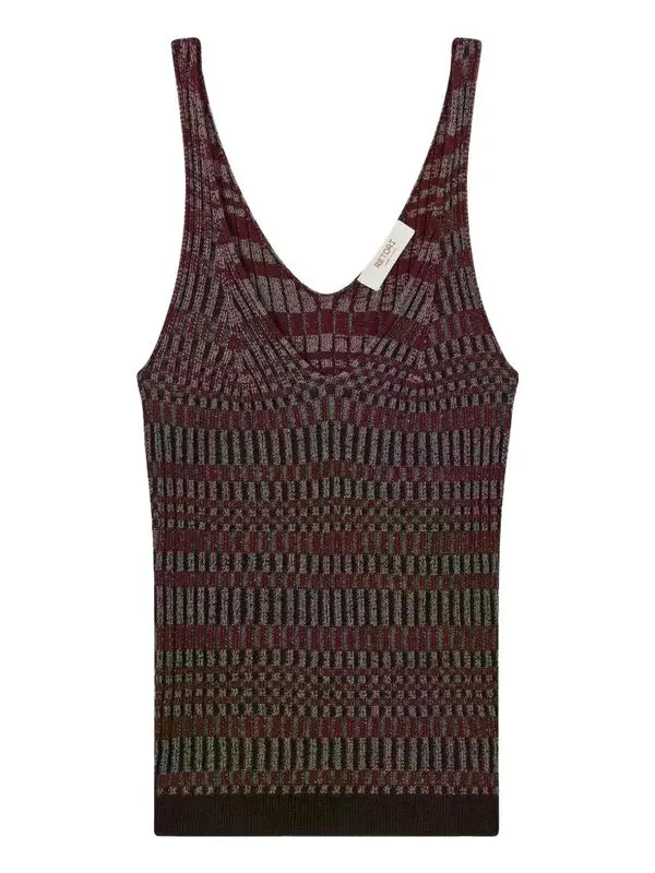 RETORI Retro Collection Jacquard Knit Tank Top - Red