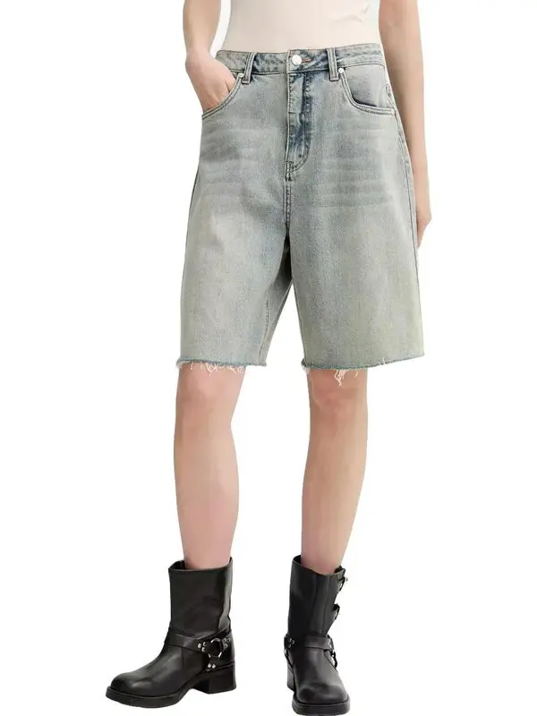 GESTUZ Gznoma Raw-cut Denim Shorts - Blue
