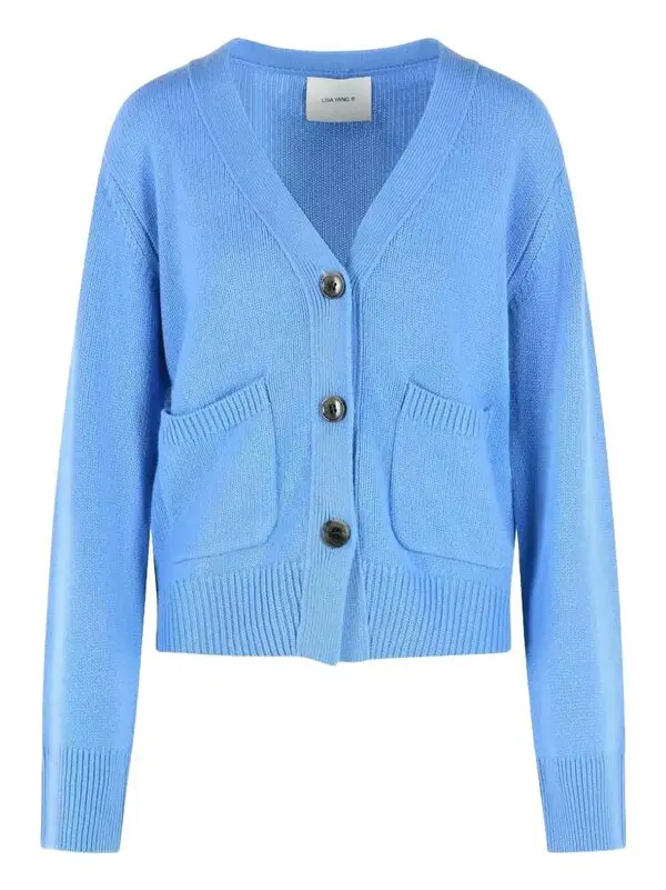 LISA YANG Danni V-neck Cardigan In Cashmere - Blue