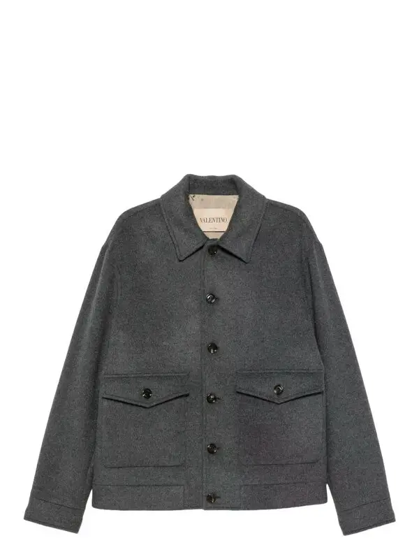 Valentino Garavani Button-fastening Flap-pocket Jacket - Grey