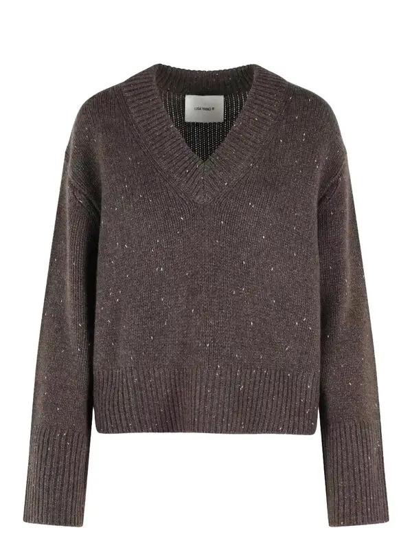 LISA YANG Ribbed V-neck Sweater - Brown