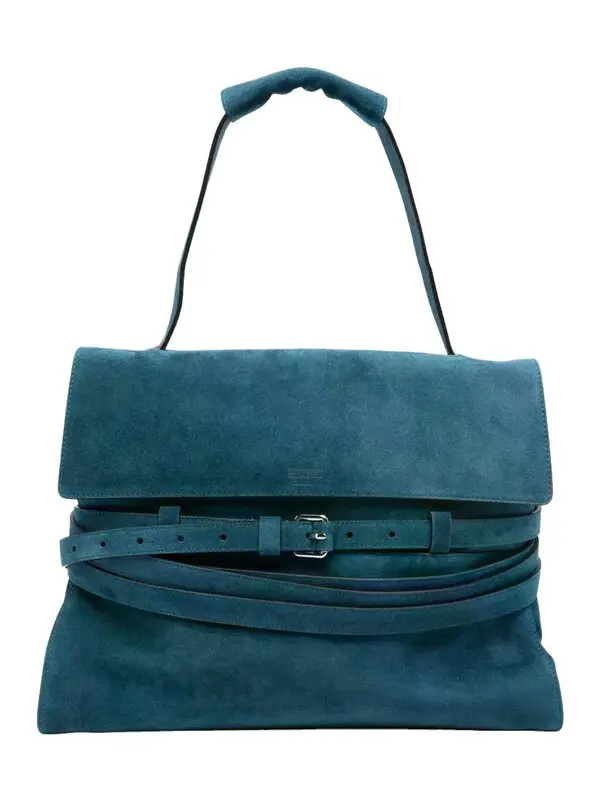Moschino Suede Tote Bag With Buckle Detail - Blue