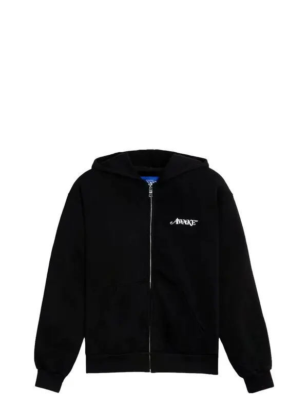 AWAKE NY Logo Print Zip-up Hoodie - Black