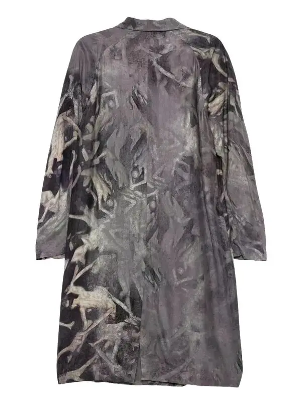 Yohji Yamamoto Graphic Print Coat - Grey