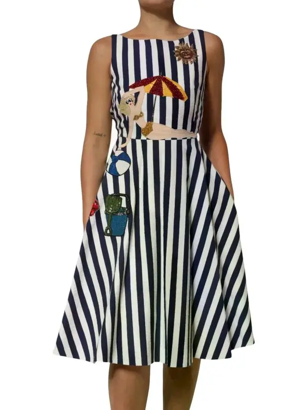 Dolce & Gabbana Striped A-line Midi Dress - Blue