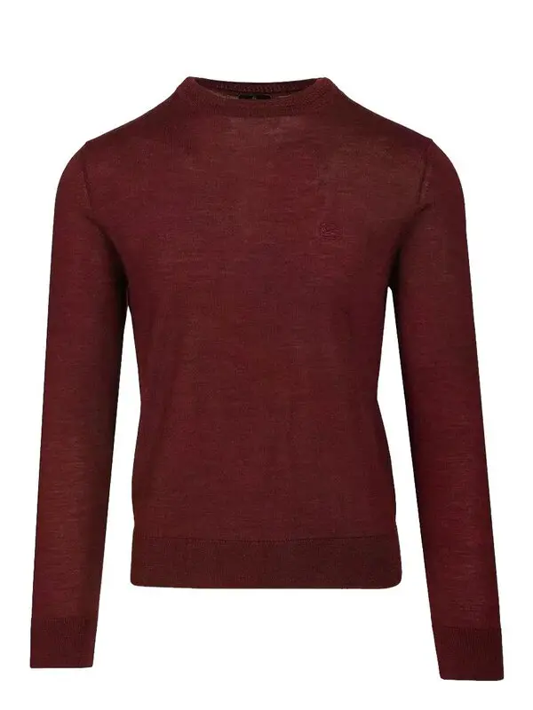 Etro Pegaso Embroidered Crew Neck Sweater - Red